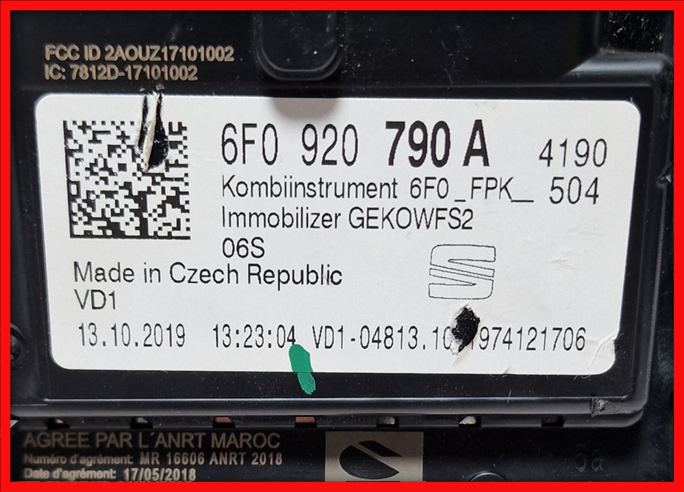 6F0920790A 6F0 920 790 A Virtual Cockpit AID Seat Ibiza 6F KJ Ceasuri ...